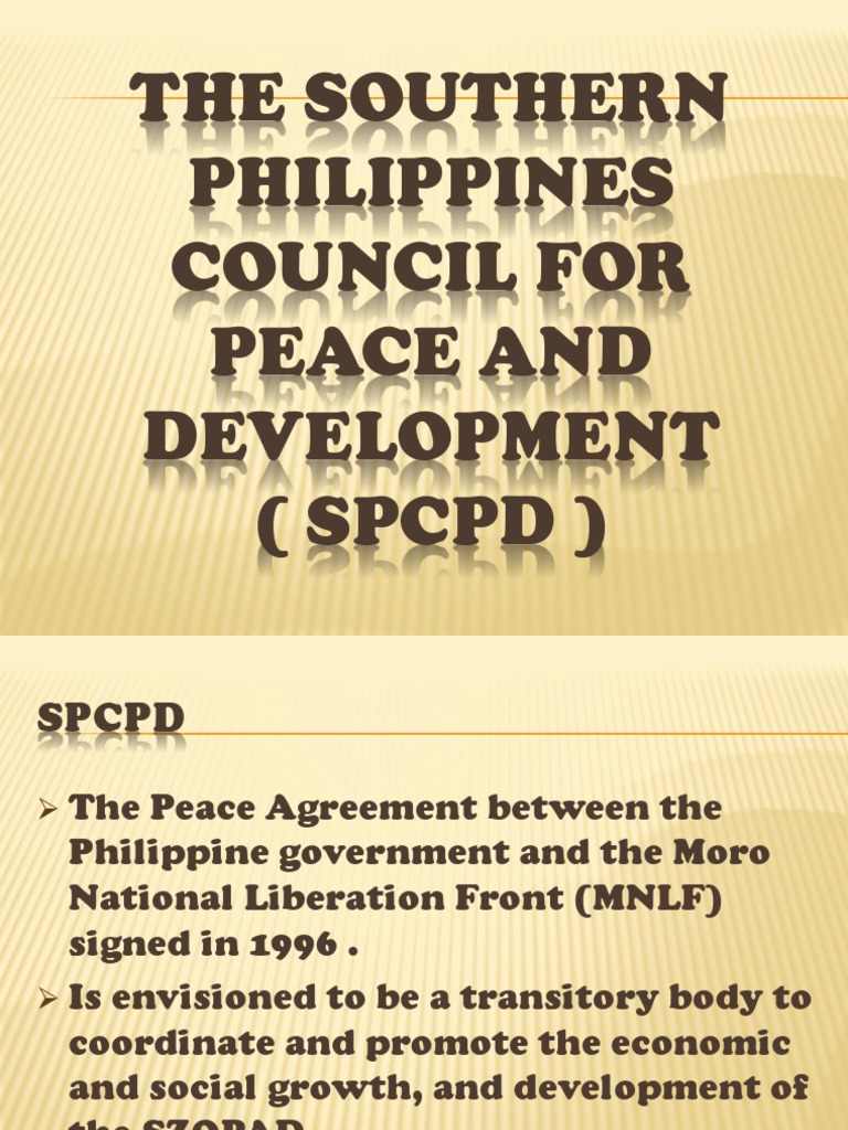 SPCPD: Peace and Development in SZOPAD | PDF | Philippines | Government