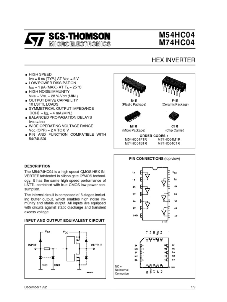 74HC04 | PDF | Cmos | Electrical Engineering