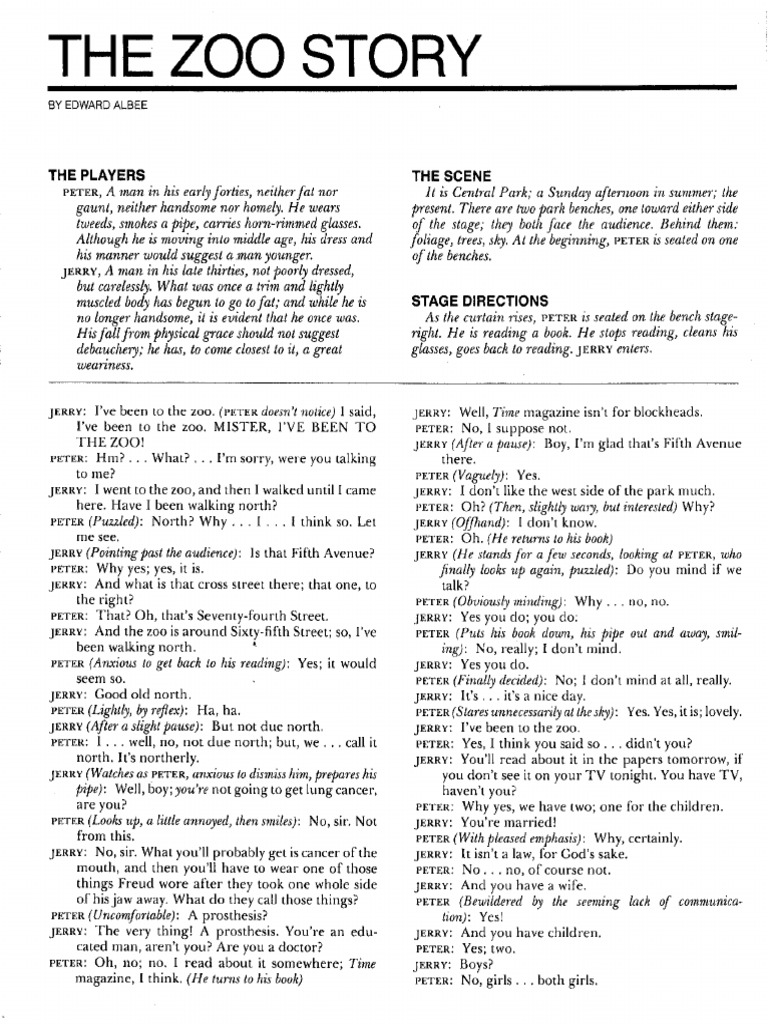 Edward Albee Zoo Story | PDF | Entertainment (General)