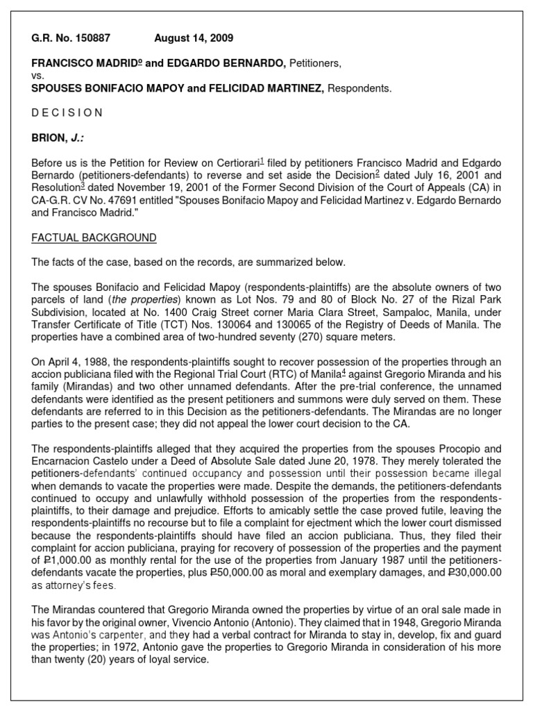 CA upholds RTC ruling ejecting defendants from properties | PDF ...