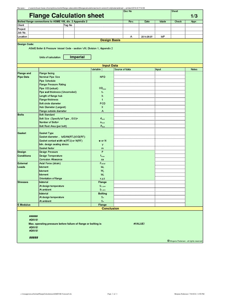 FlangeCalculationASMEVIII Version5 | PDF | Pipe (Fluid Conveyance ...