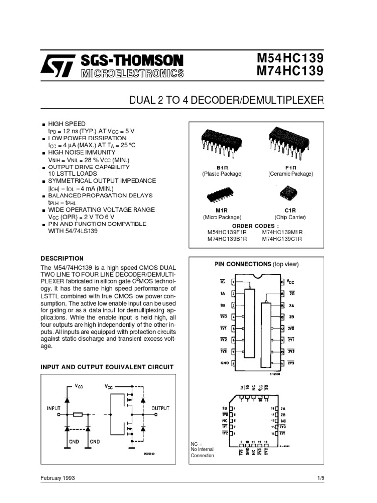 74HC139 | PDF | Cmos | Electronic Circuits