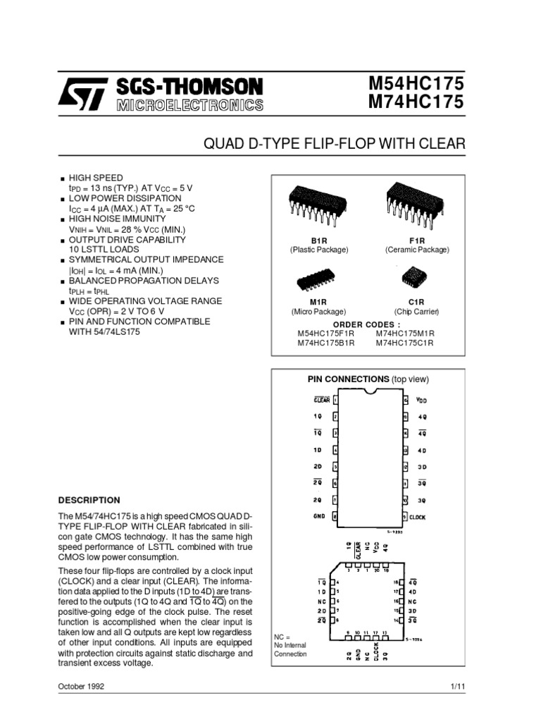 74HC175 | PDF | Cmos | Logic Gate