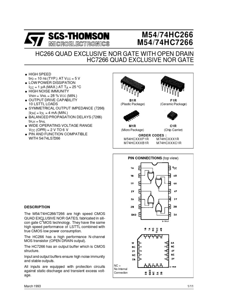 74HC266 | PDF | Cmos | Field Effect Transistor