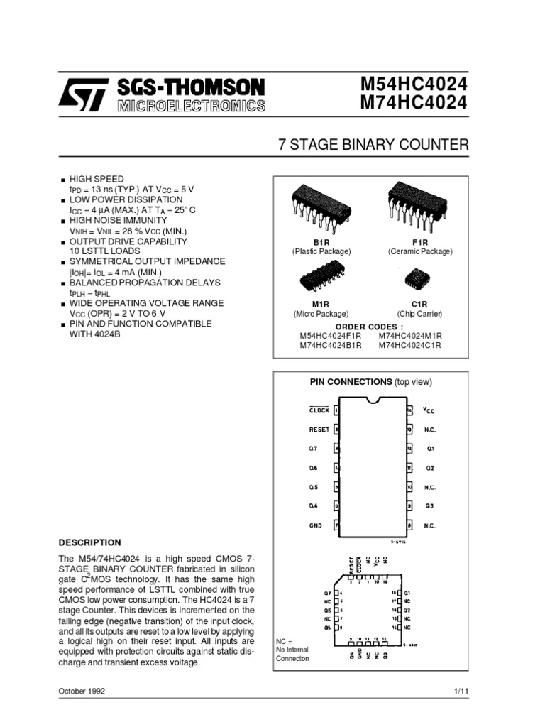 74HC4024 | PDF | Cmos | Electrical Components