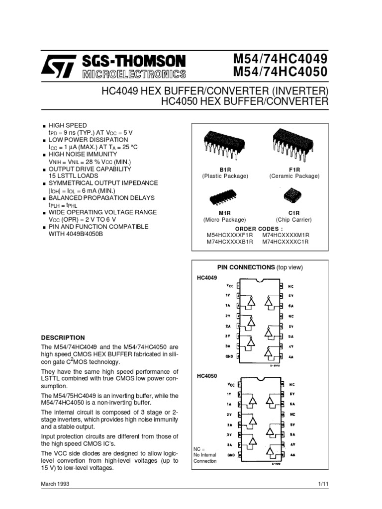 74HC4049 | PDF | Cmos | Electronic Circuits