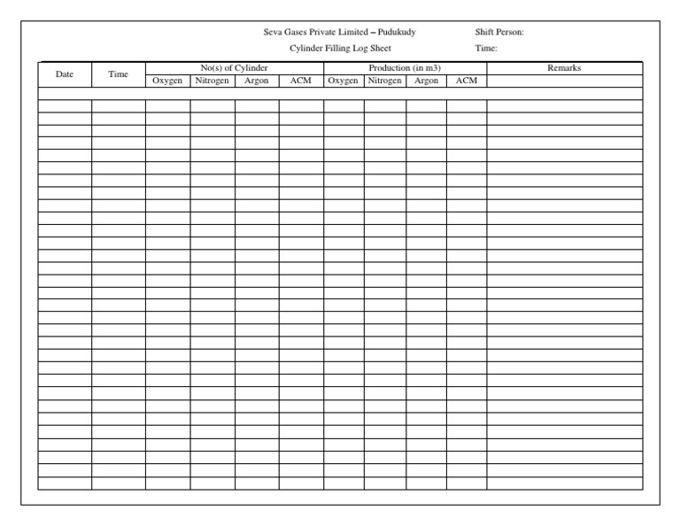 Filling Station Log Sheet | PDF