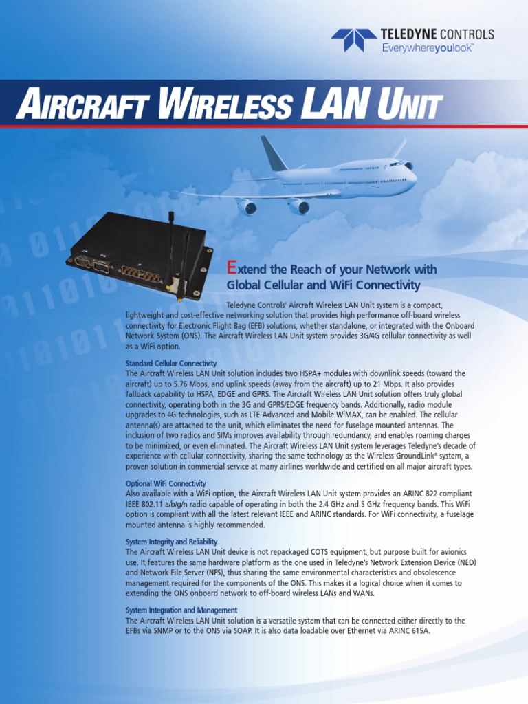 Aircraft Wireless LAN Unit Brochure | PDF | Wi Fi | 4 G