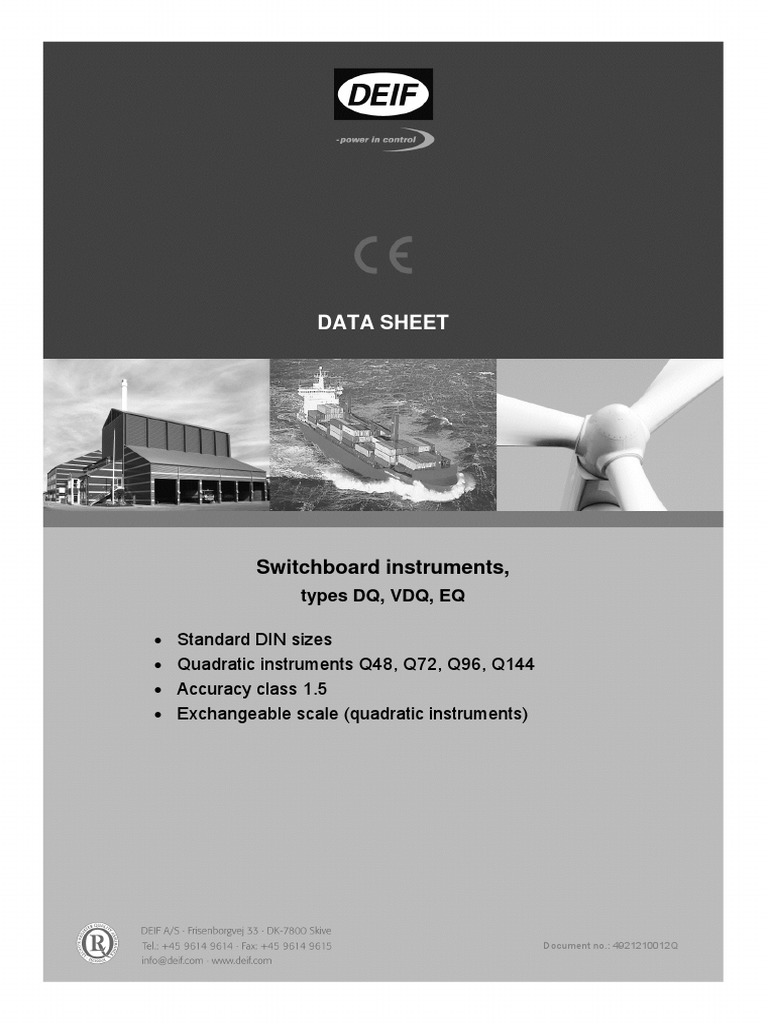 Quadratic Switchboard Instruments Data Sheet | PDF | Alternating ...