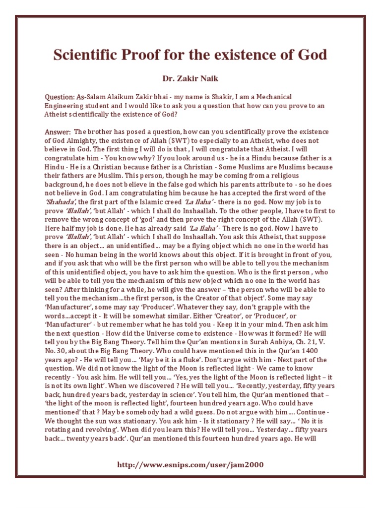 Scientific Proof For The Existence of God by Dr. Zakir Naik | Download ...