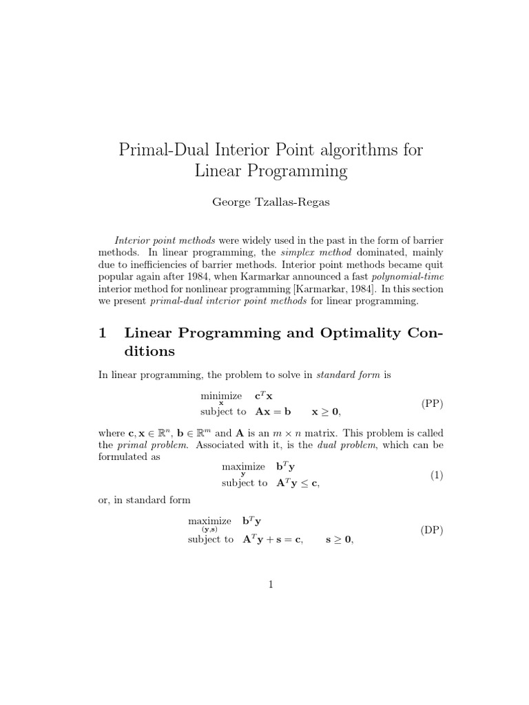 Primal-Dual Interior Point Method Report | PDF | Linear Programming | Business Process