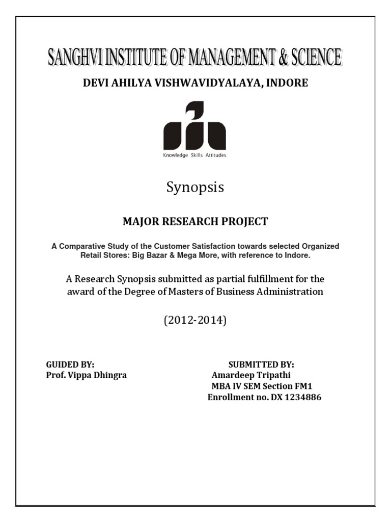 Synopsis: Devi Ahilya Vishwavidyalaya, Indore | PDF | Grocery Store ...