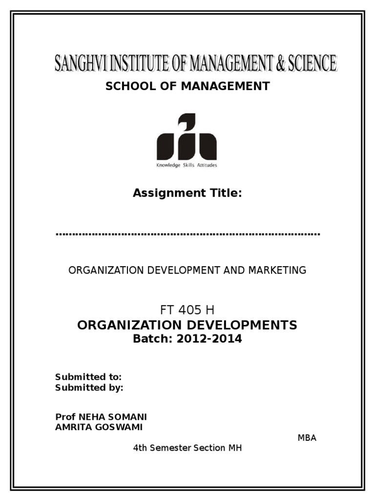 College Assignment Front Page