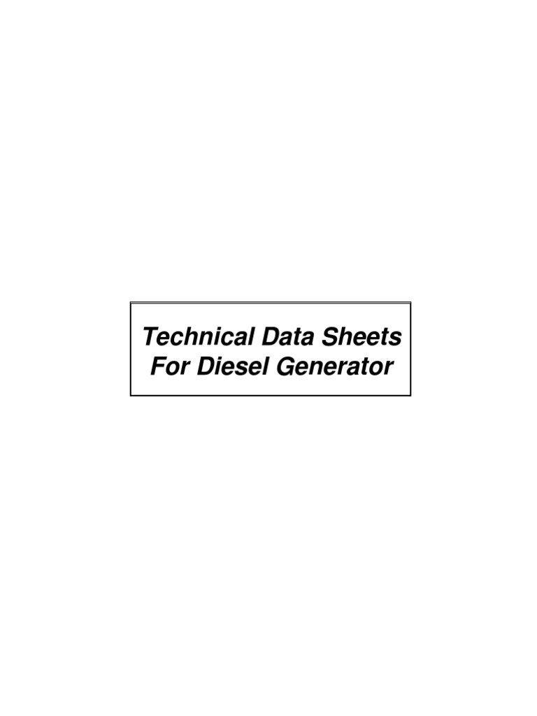Technical Data Sheets For Diesel Generator | PDF