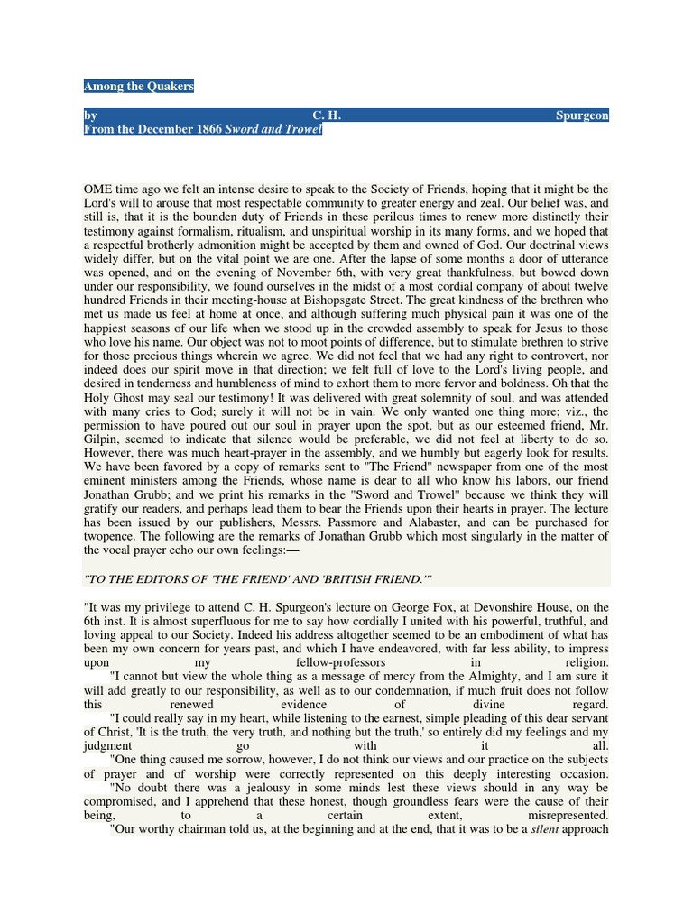 Among The Quakers | PDF | Quakers | Prayer