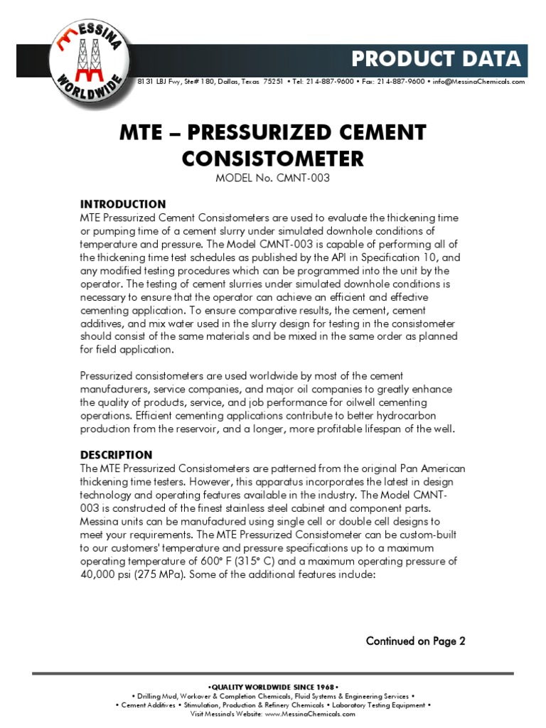 MTE HPHT Cement Consistometer | PDF | Oil Well | Production And ...
