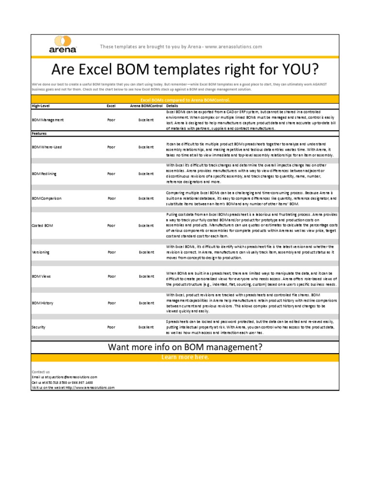 Excel Multi Level Bom Template And Example Pdf Resistor Microsoft