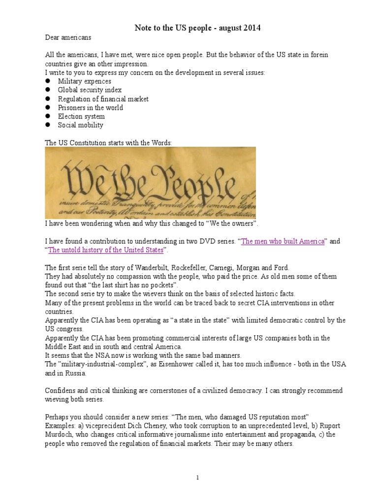 We The People | PDF | Denmark | The United States