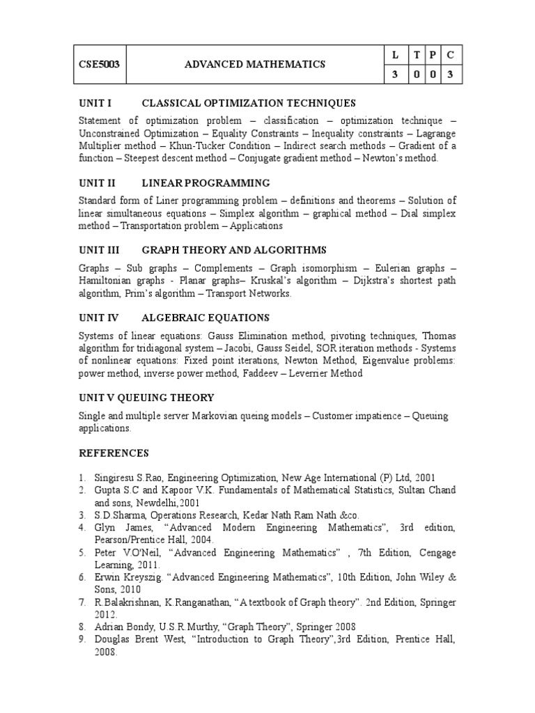 Syllabus For New or Modified Courses | PDF | Mathematical Optimization ...