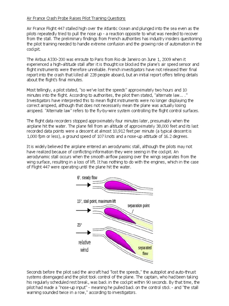 Air France Crash | Stall (Fluid Mechanics) | Aviation