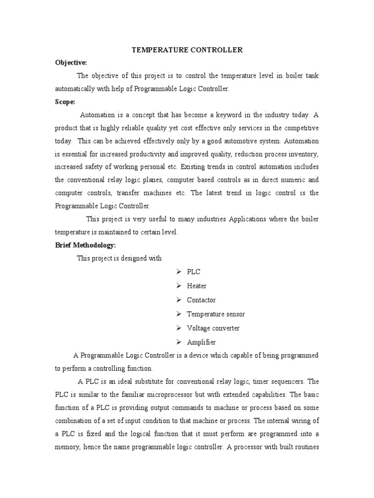 PLC-Based Temperature Control System | PDF | Technology & Engineering