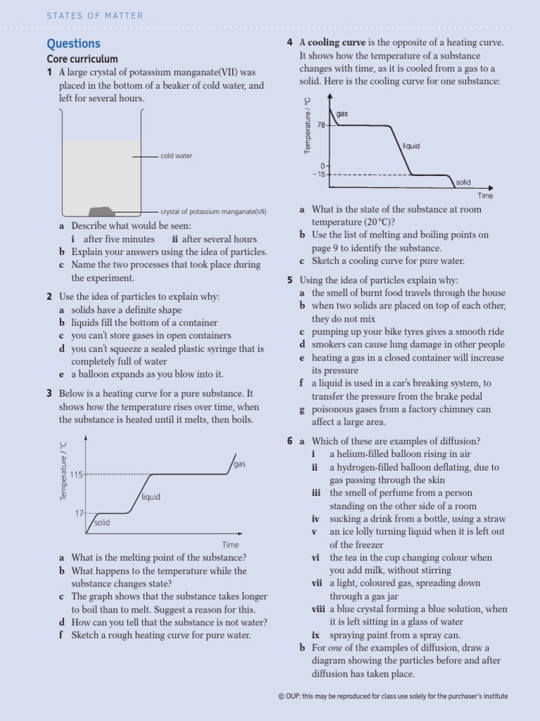 IGCSE Chem Ch1 Questions | PDF | Diffusion | Gases