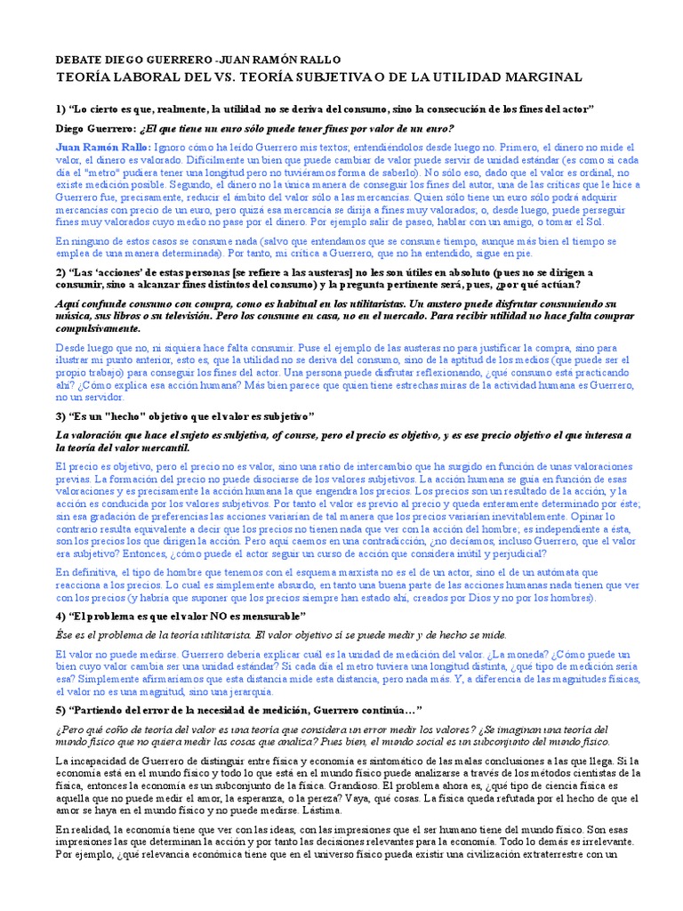 Debate Diego Guerrero - Juan Ramón Rallo | PDF | Medición | Oferta ...