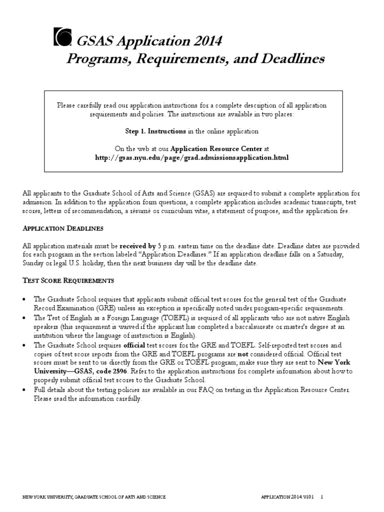NYU Application | PDF | Graduate School | Graduate Record Examinations