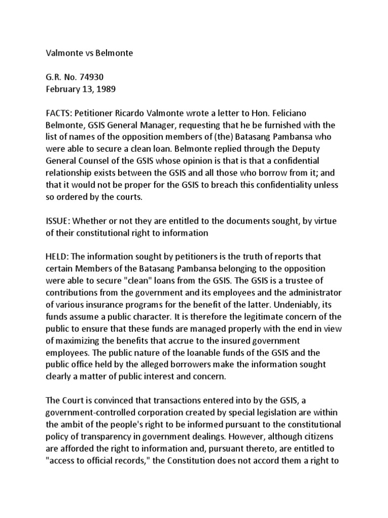 Valmonte vs. Belmonte (Digest) | PDF