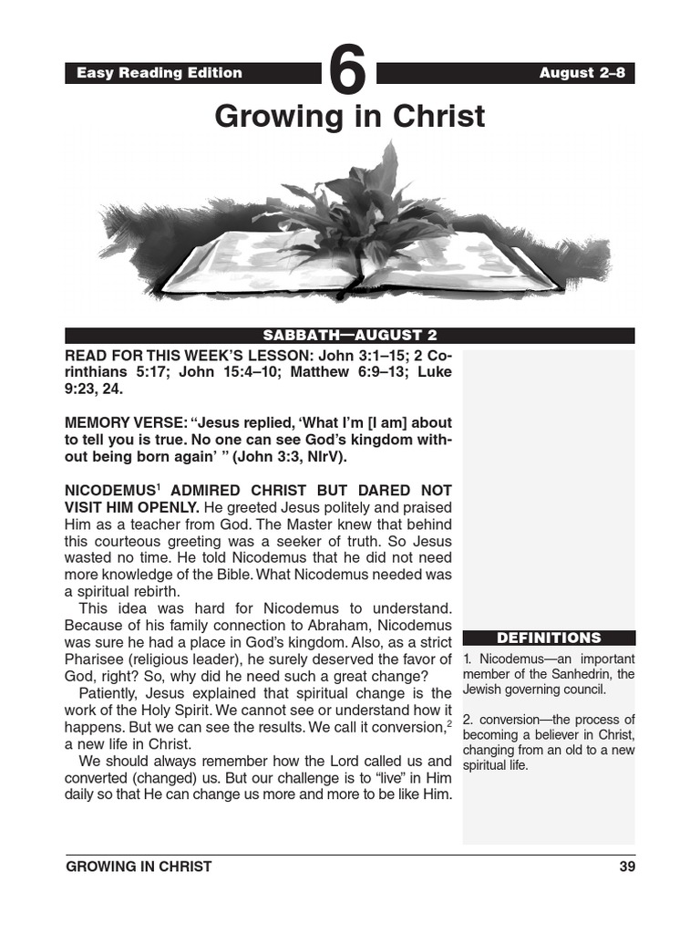 3rd Quarter 2014 Lesson 6 Growing in Christ Easy Reading Edition | PDF ...