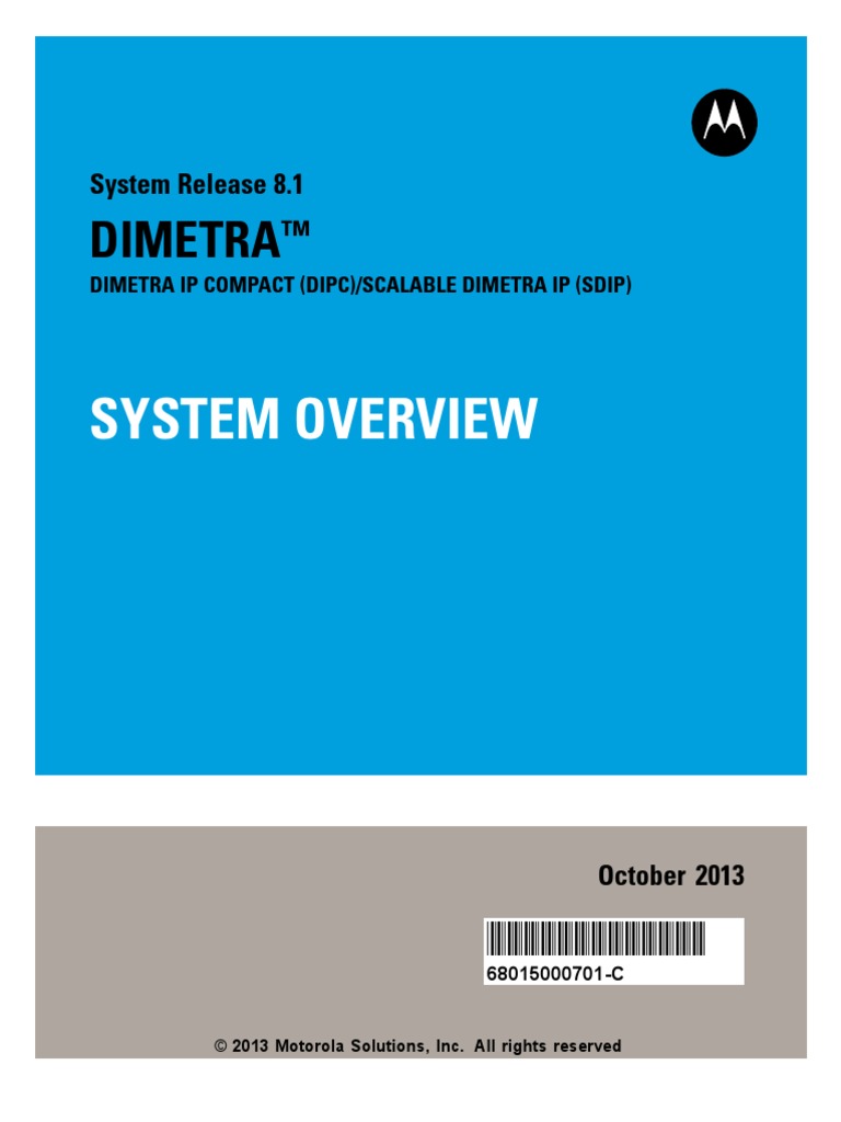 Motorola TETRA Infrastructure Technical Documentation Library Dimetra IPCompact8.1 System ...