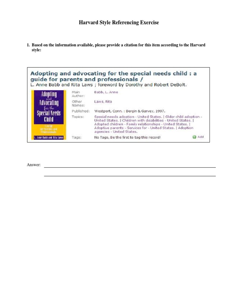Harvard Referencing Exercise Guide | PDF