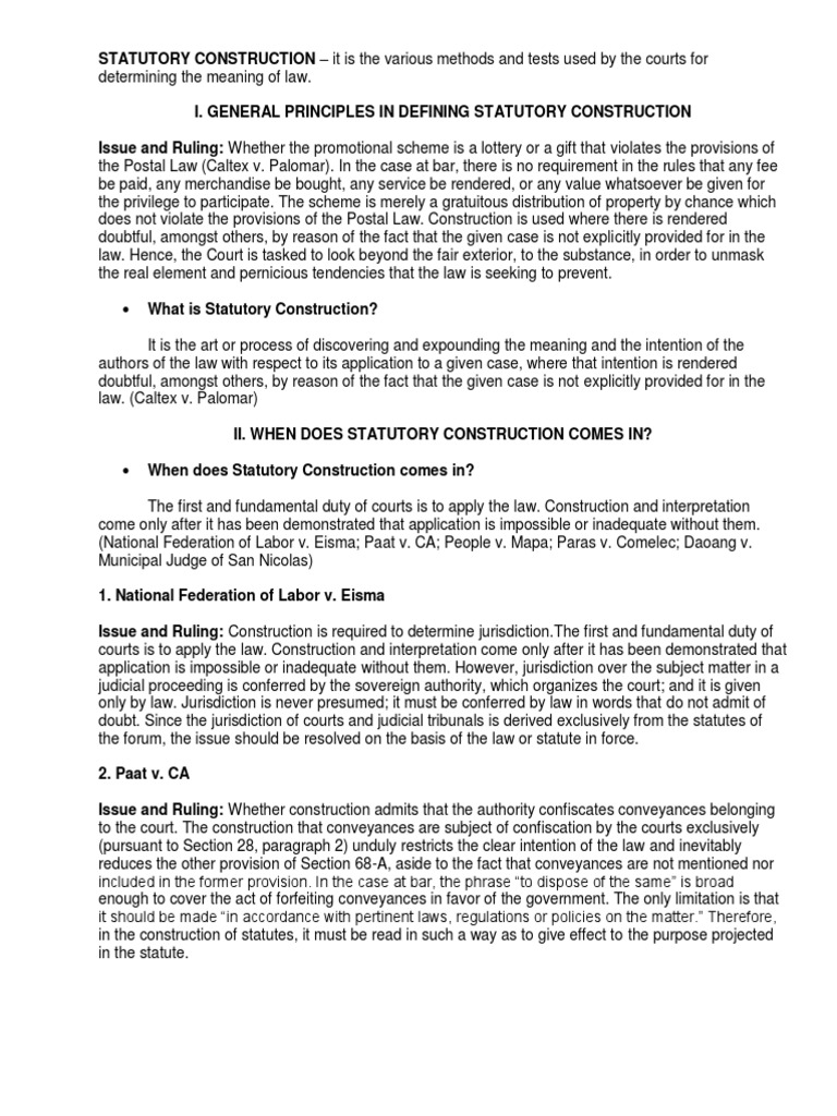 Understanding Statutory Construction Methods | PDF | Statutory ...