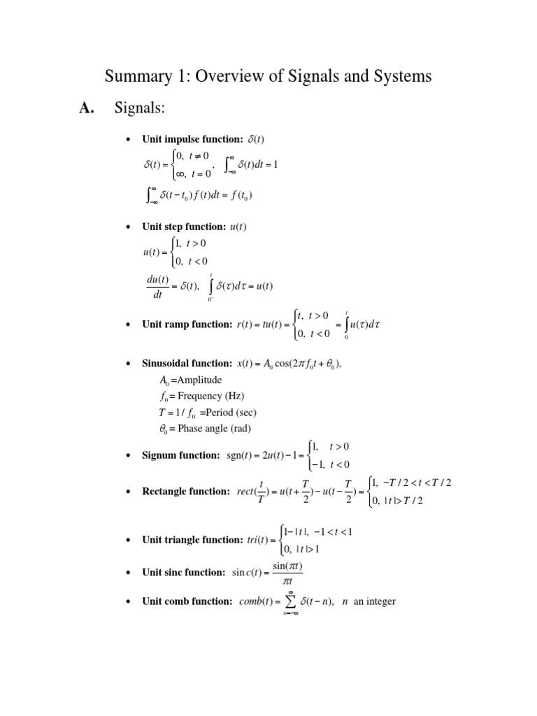 Signals and Systems Overview | PDF | Systems Theory | Teaching Mathematics