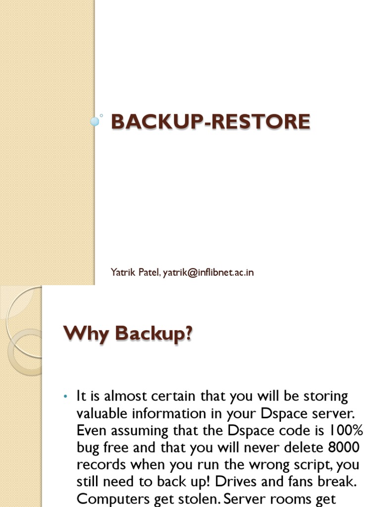 Dspace Backup Restore | PDF | Backup | Postgre Sql