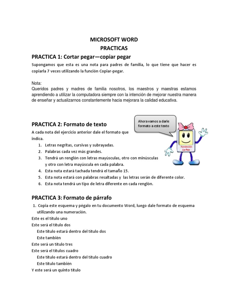 Practicas de Word | PDF | Microsoft Word | Maestros