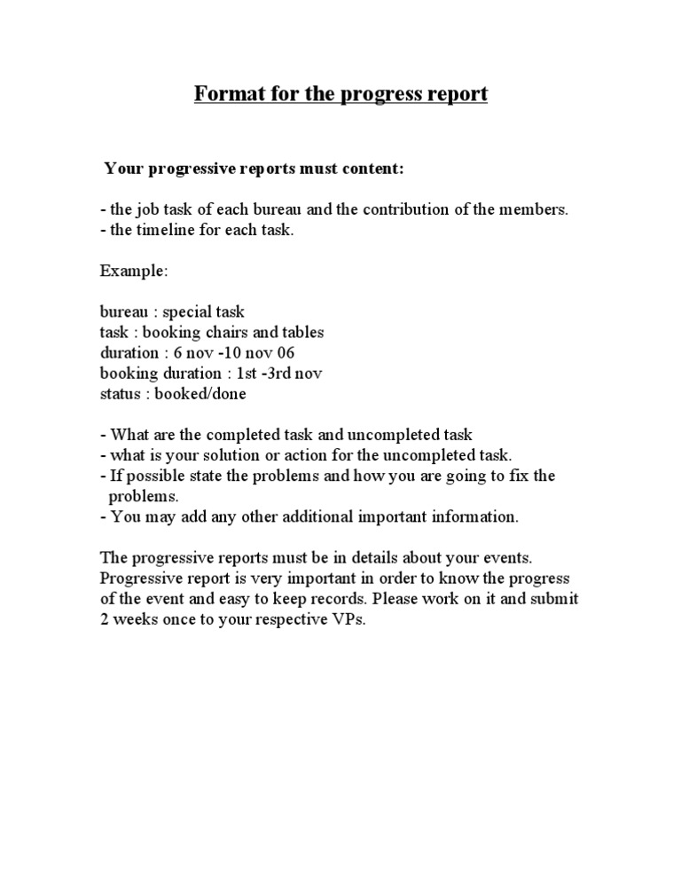 Format For The Progress Report | PDF