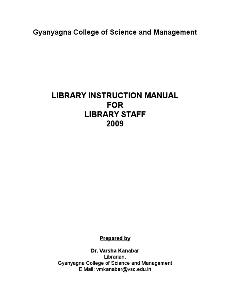 Library Staff Manual | PDF | Librarian | Library Science