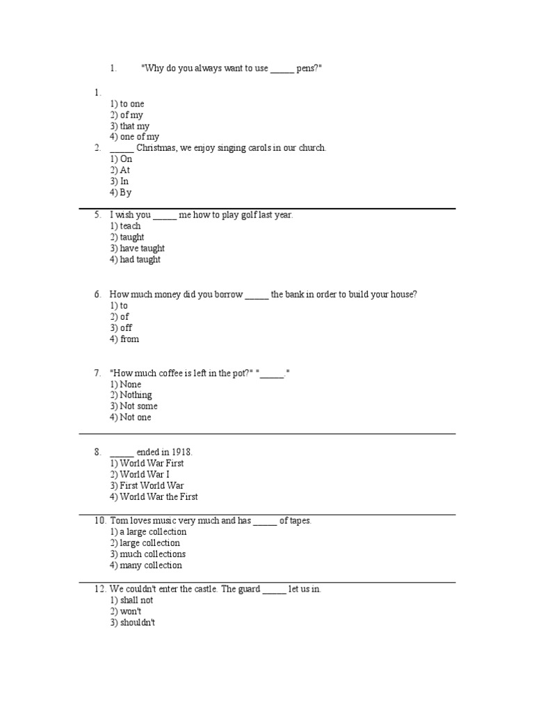 Sentence Structure Test1 | PDF
