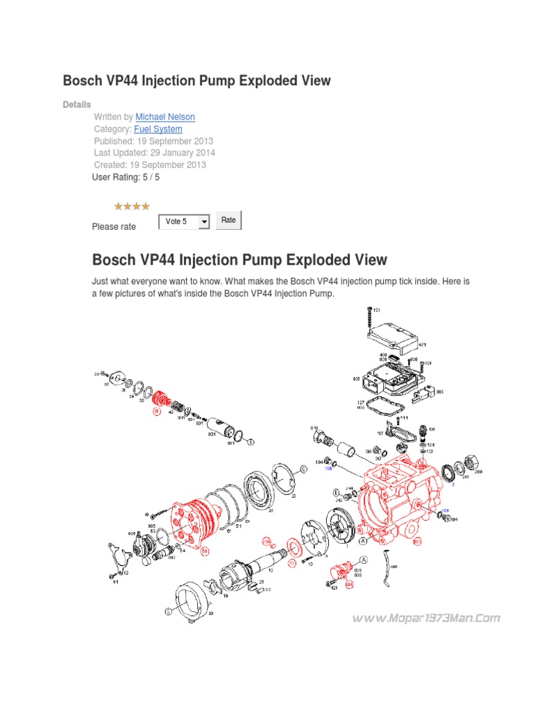 Vp44 Pump Detail Schematic | PDF | Washer (Hardware) | Pump