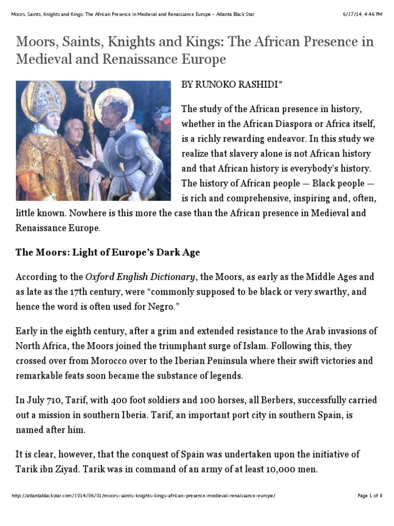 Moors, Saints, Knights and Kings: The African Presence in Medieval and ...