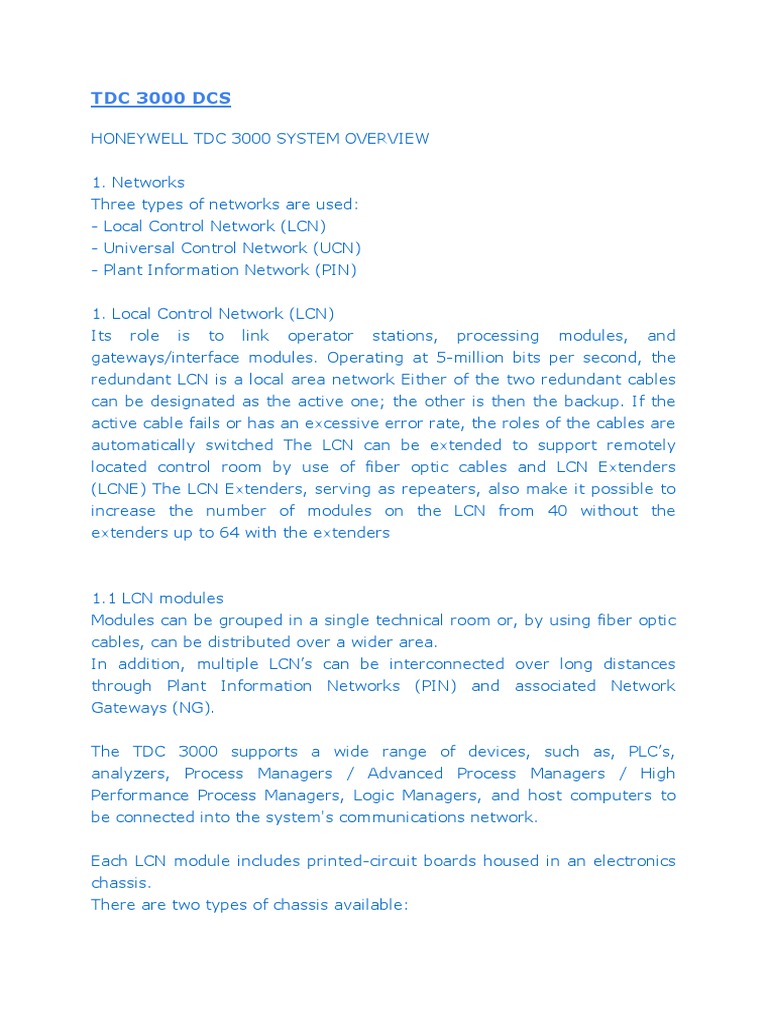 TDC 3000 Dcs | PDF | Computer Network | Input/Output