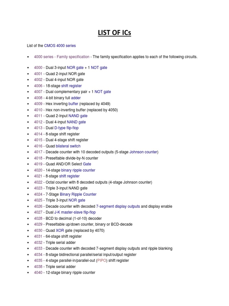 LIST OF ICs | PDF | Operational Amplifier | Amplifier