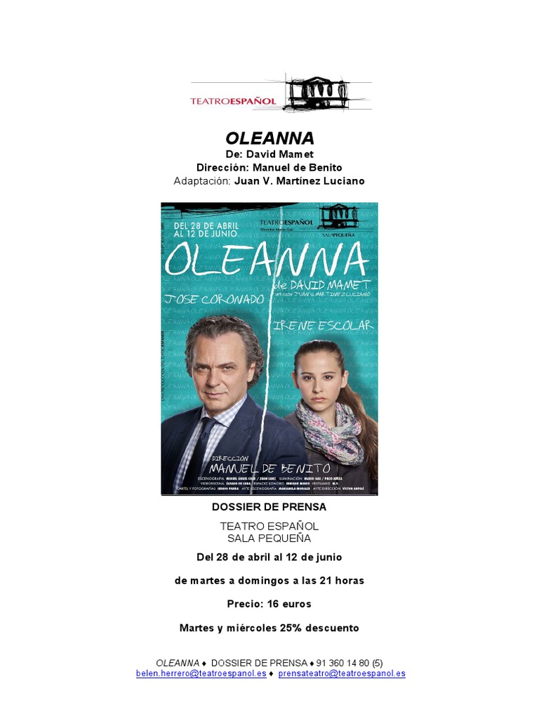 Dossier OLEANNA | PDF | Autor | Verdad