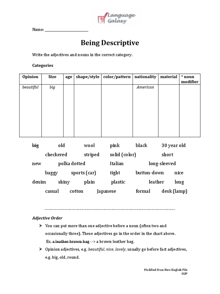 Adjective Order | PDF | Adjective | Sweater