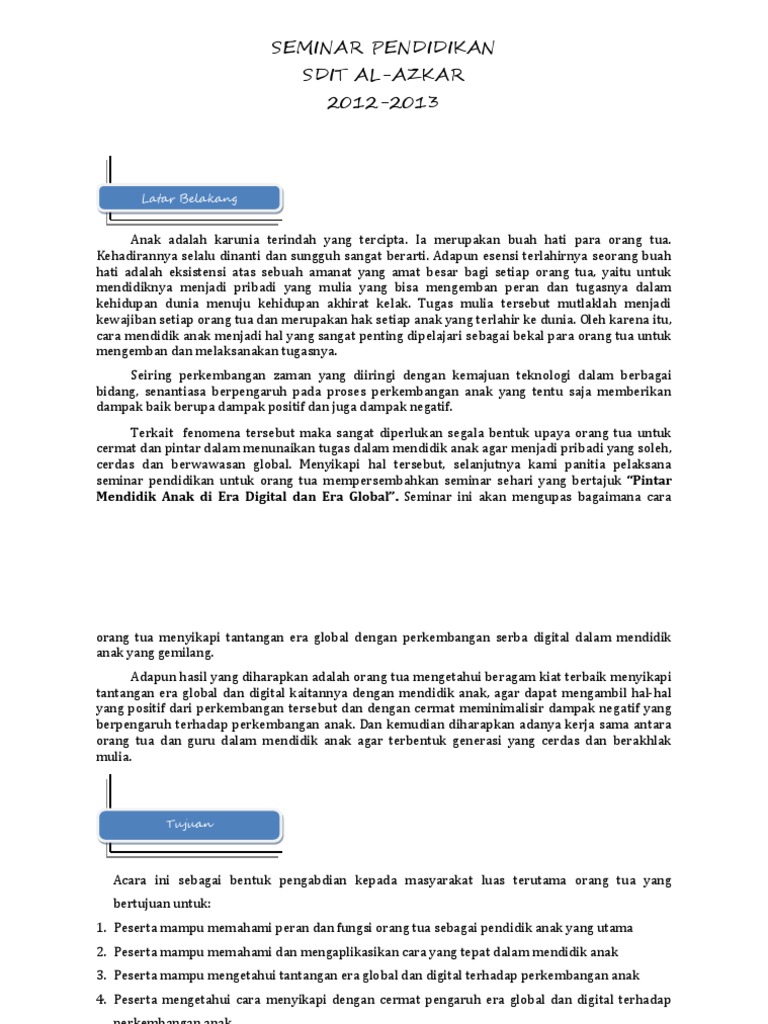Proposal Seminar Pendidikan | PDF