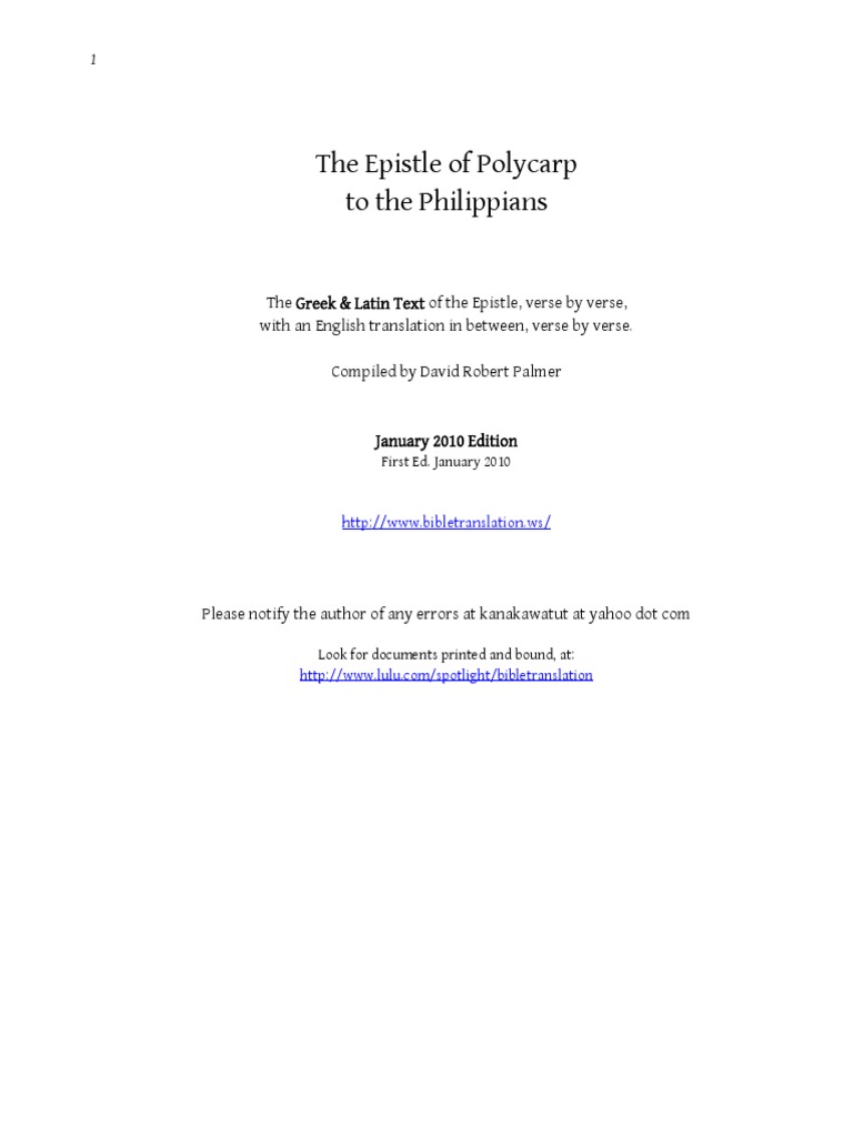 Polycarp Epistle To The Philippians | PDF