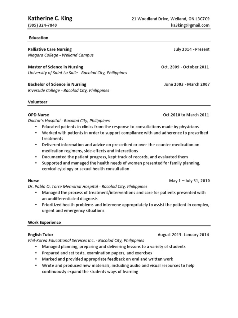 Katherineking Resume | PDF | Wellness | Medical