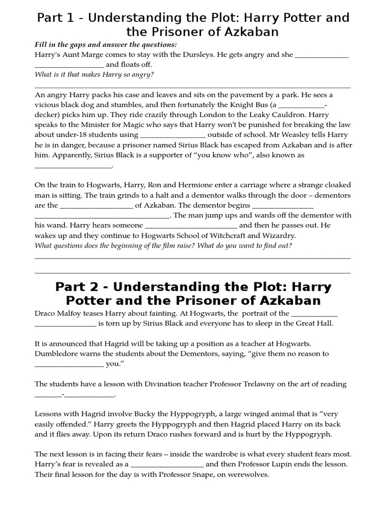Harry Potter and The Prisoner of Azkaban Plot Summary | PDF | Warner ...