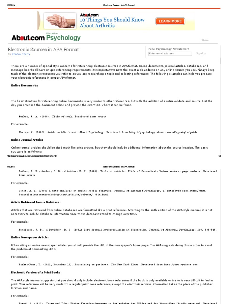 Electronic Sources in APA Format | PDF | Apa Style | Uniform Resource ...